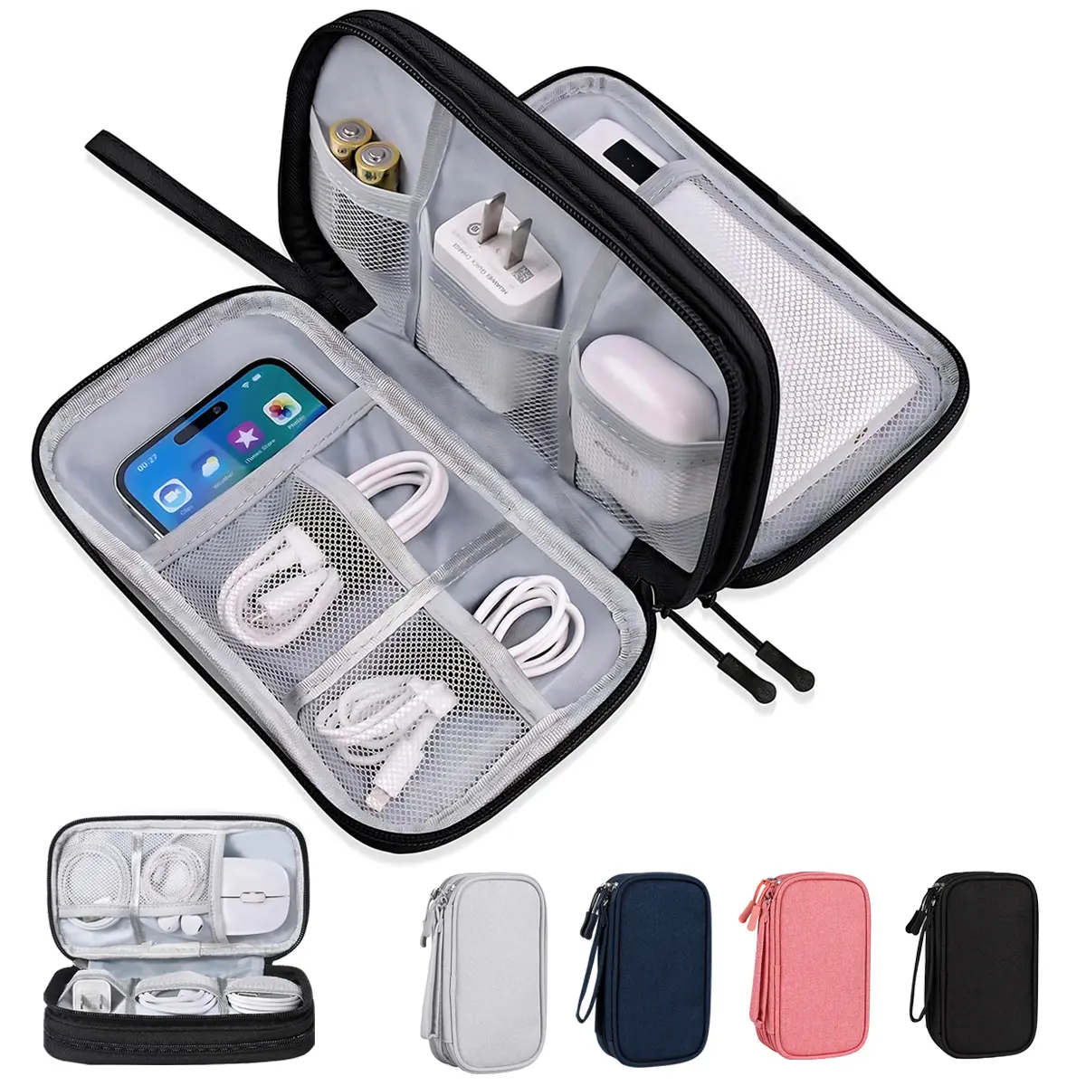 Travel Cable Organizer Pouch Double-Layer Waterproof Electronic ...