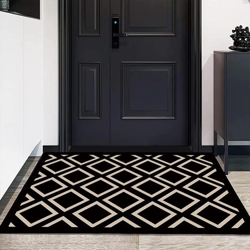Geometric Pattern Door Rug Mat, 1 Count Rectangle Anti-slip Entrance ...