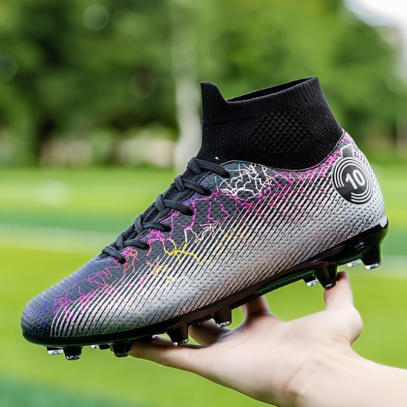 Men's High Top Soccer Cleats with Long Spikes - Breathable PU/Fabric ...