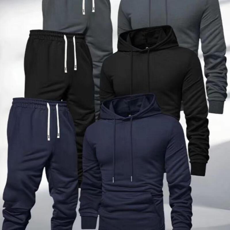 quality 3-Pack Men'S Casual Hoodie and Sweatpants Set, Solid Color ...