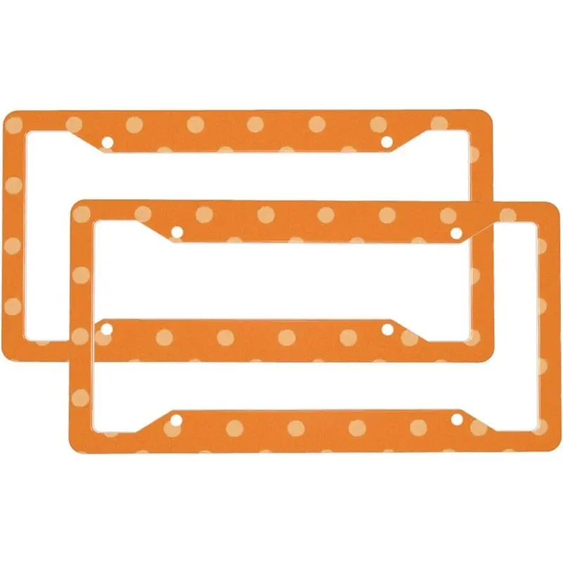 Small Orange Polka Dot 2-Pack Aluminum License Plate Frames, Universal ...