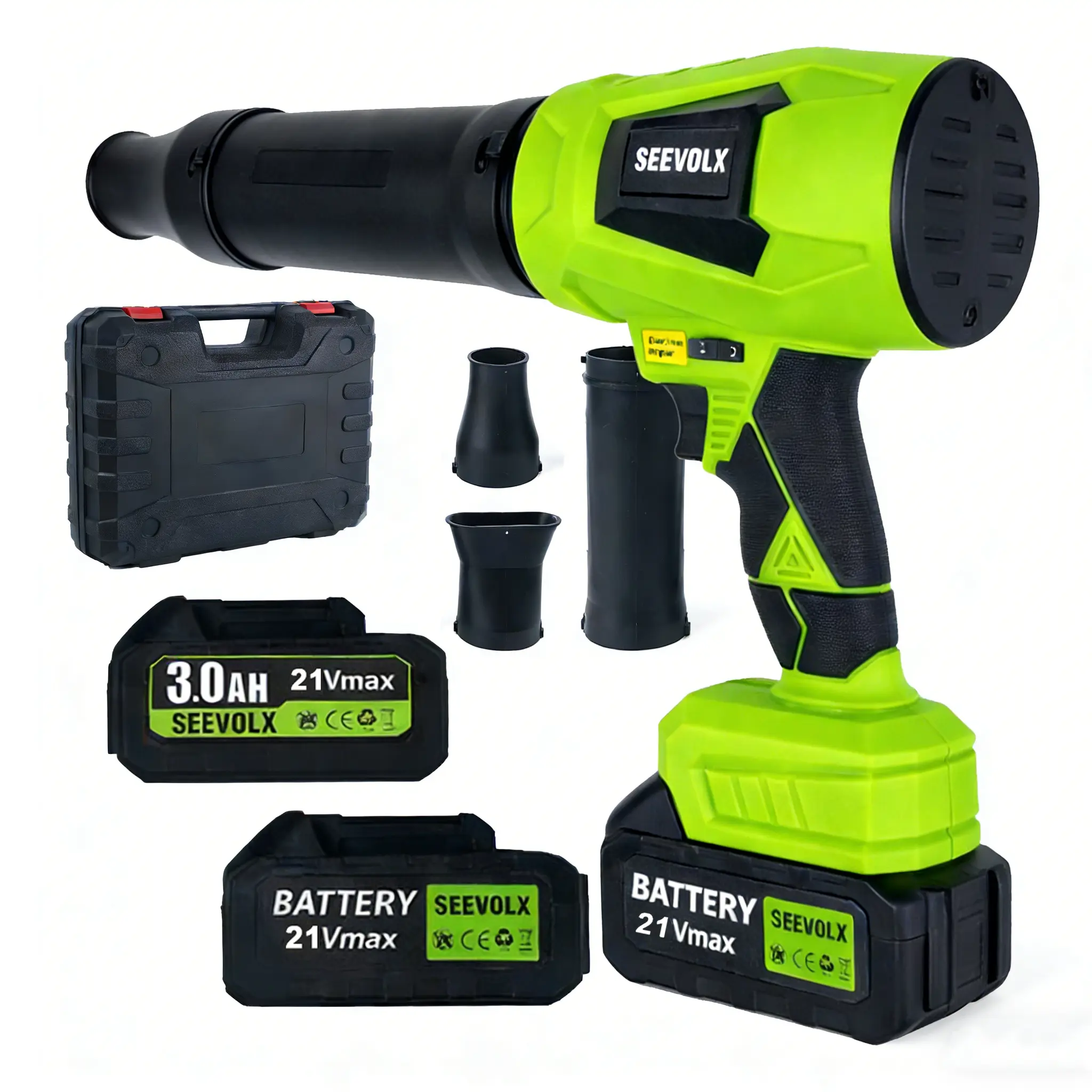 SEEVOLX 21V PRO LEAF BLOWER - HIGH THRUST 2 BATTERIES TURBO JET POWER ...