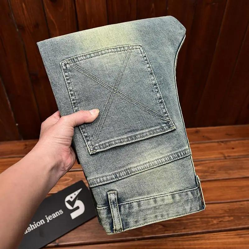 High-End Retro Jeans for Men Slim Fit Skinny Stylish Trendy Elastic ...