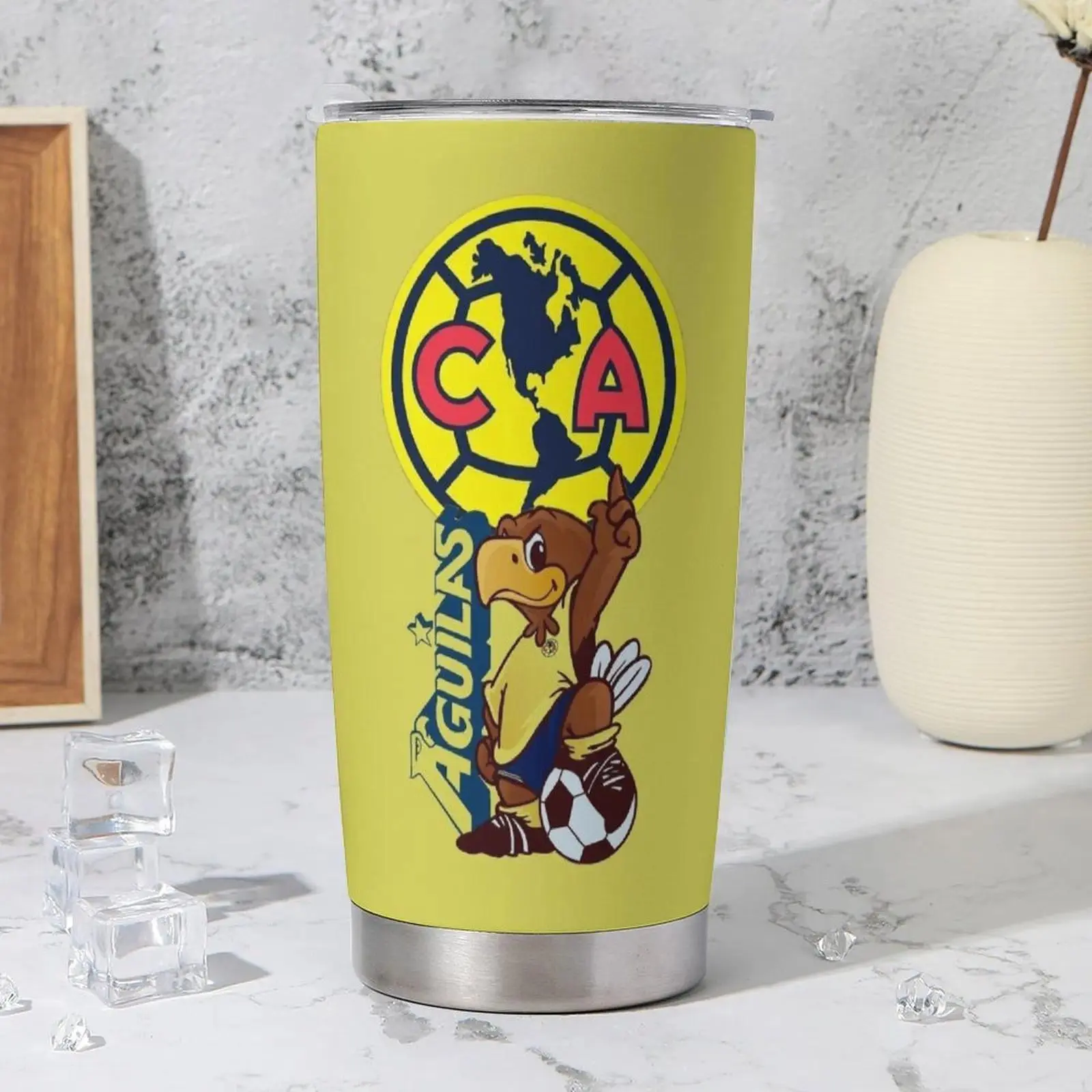 20oz Club Stainless Steel Tumbler - Yellow Mascot Design with Silver ...