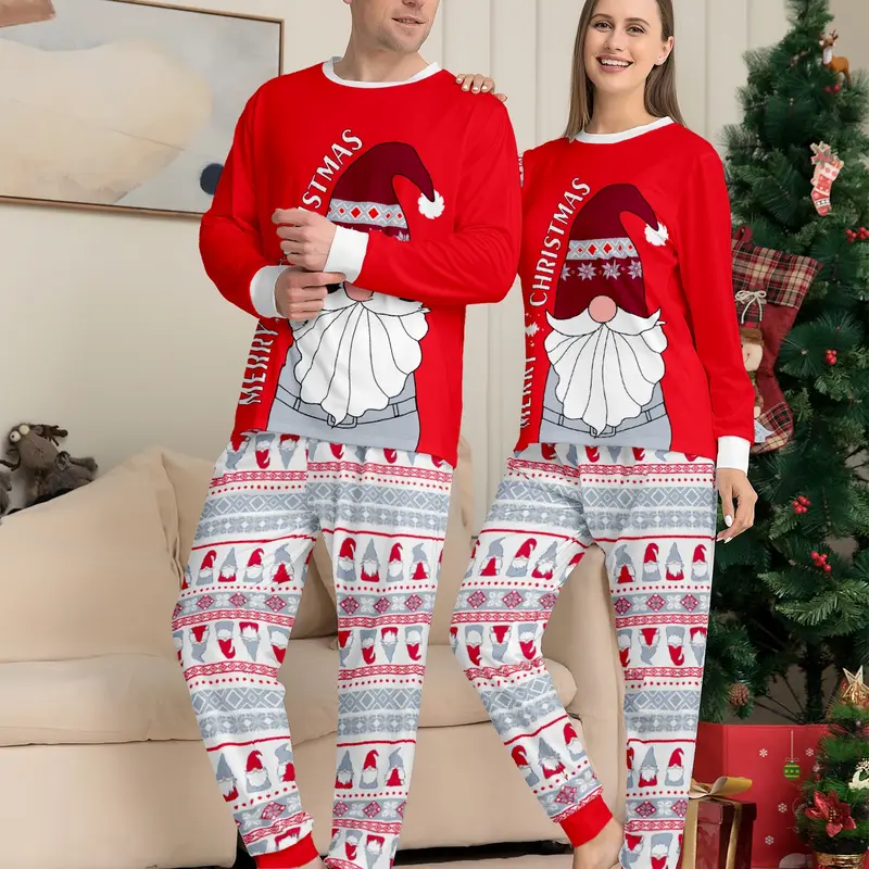 Christmas Couple Pajamas Set, Santa Claus Print, Casual Fall Winter ...