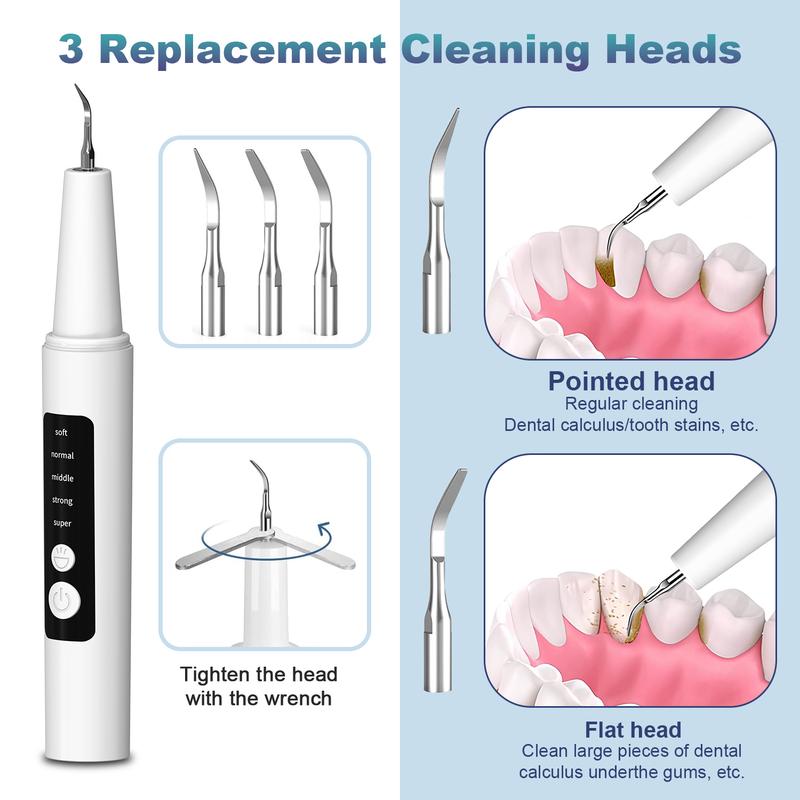 Oral Plaque Remover Rechargeable Dental Scaler Teeth Cleaning Kit with ...