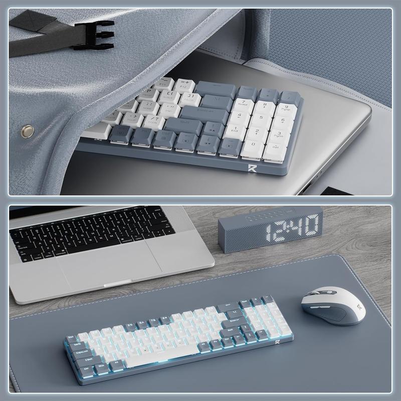 Redragon BS8772 Wireless Ergonomic Keyboard & Mouse Combo 75% 78 Keys 2 ...