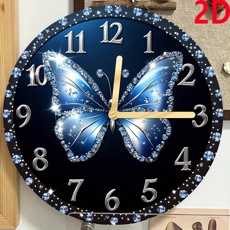 Fashion (30X 30cm ) Round Wooden Wall Clock, Featuring Shiny Blue ...