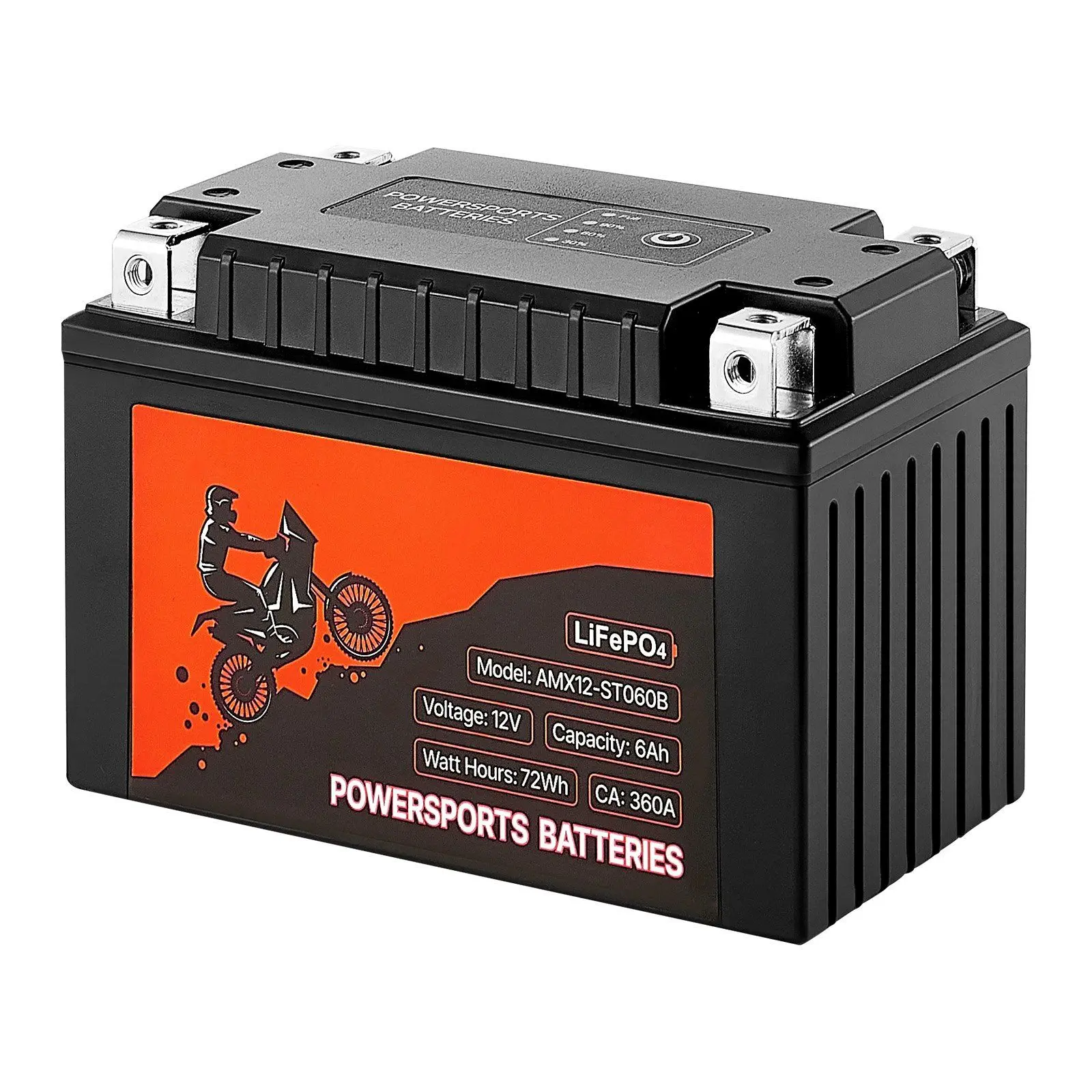 VEVOR Motorcycle Battery 12V 6Ah YTX12-BS High Performance Powersports ...