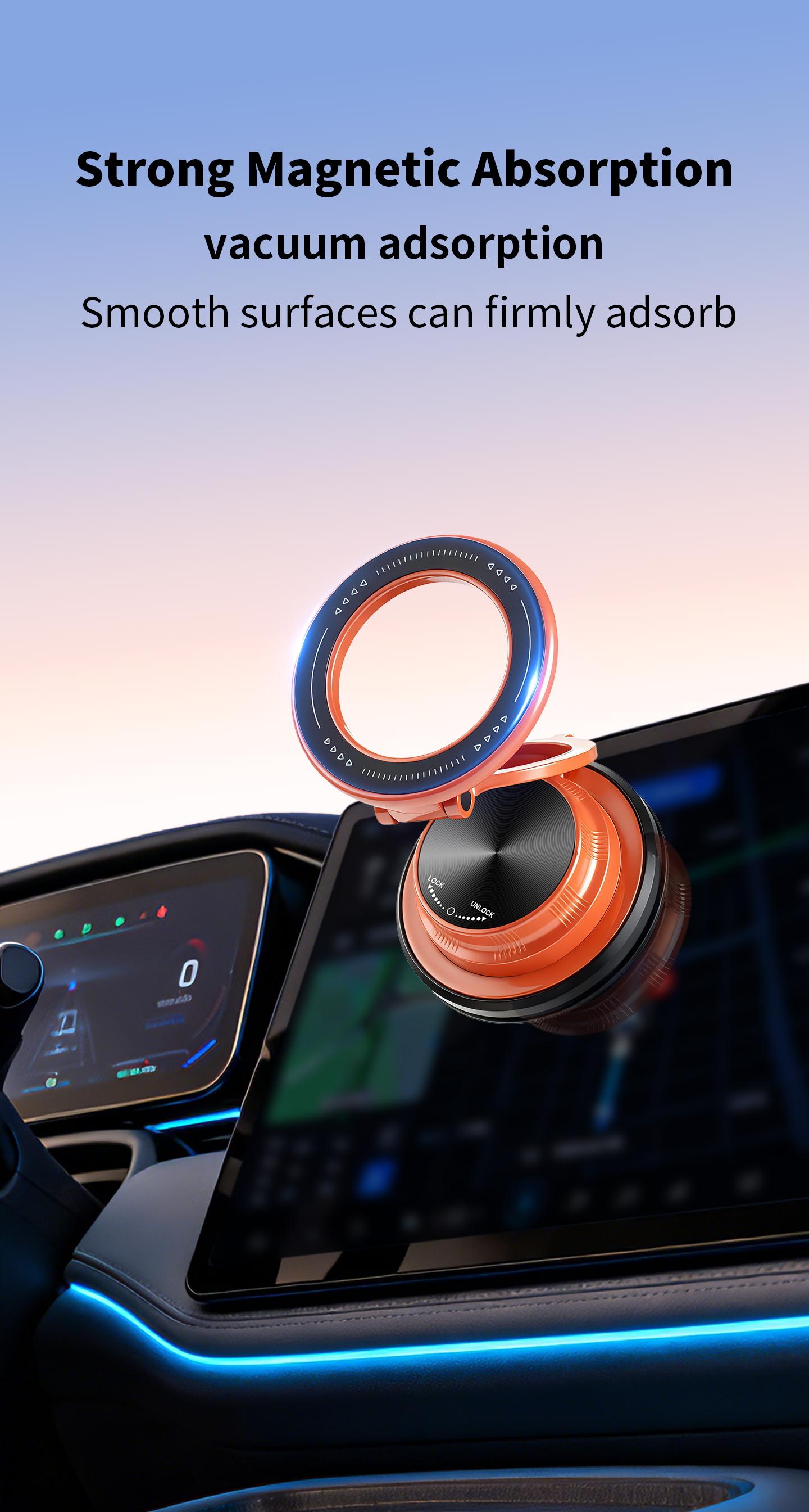 Strong Magnetic Car Phone Holder Vacuum Suction Cup Foldable 360 ...