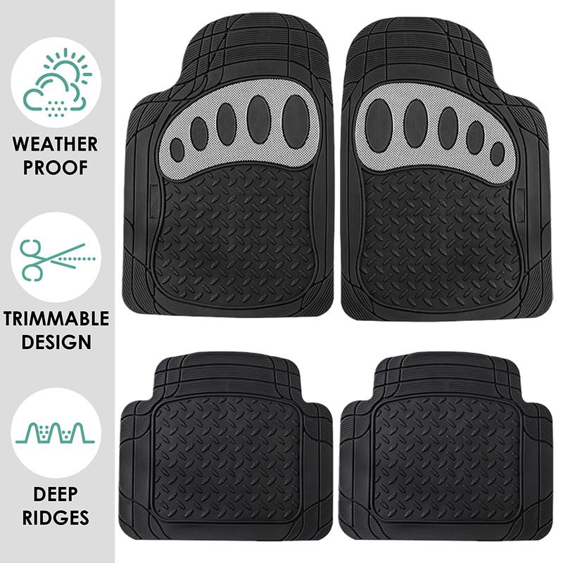 Waterproof Universal Fit Car Floor Mats, Rubber Car Carpet Mats, Black ...