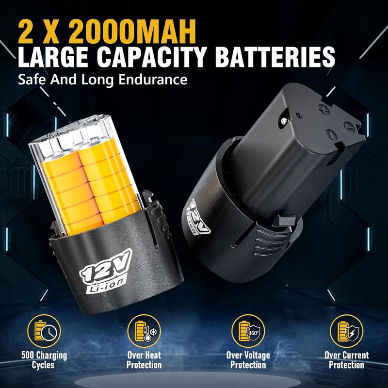 Cordless Ratchet Wrench Set 12V 60FT LBS – Variable Speed Electric ...