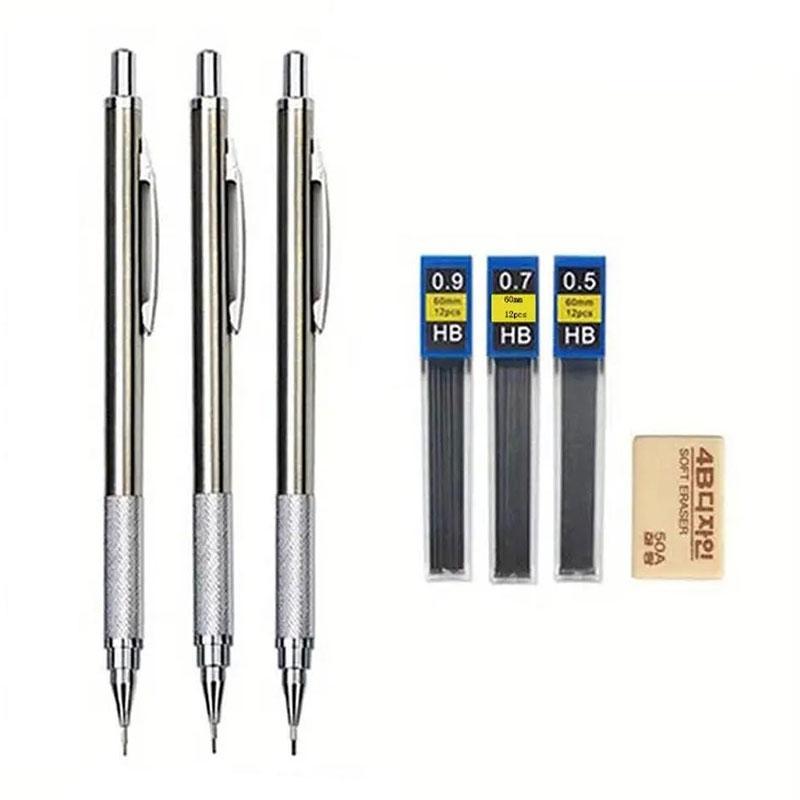 2pcs Automatic Pencil & Lead Core Set, Metal Pencil For Writing Drawing ...