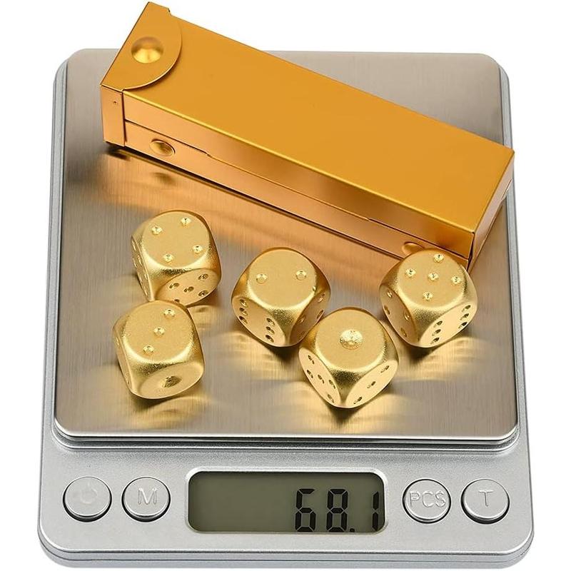 Aluminum Alloy Dice 5 Pieces 16mm Portable Metal Dices with Case 6 ...