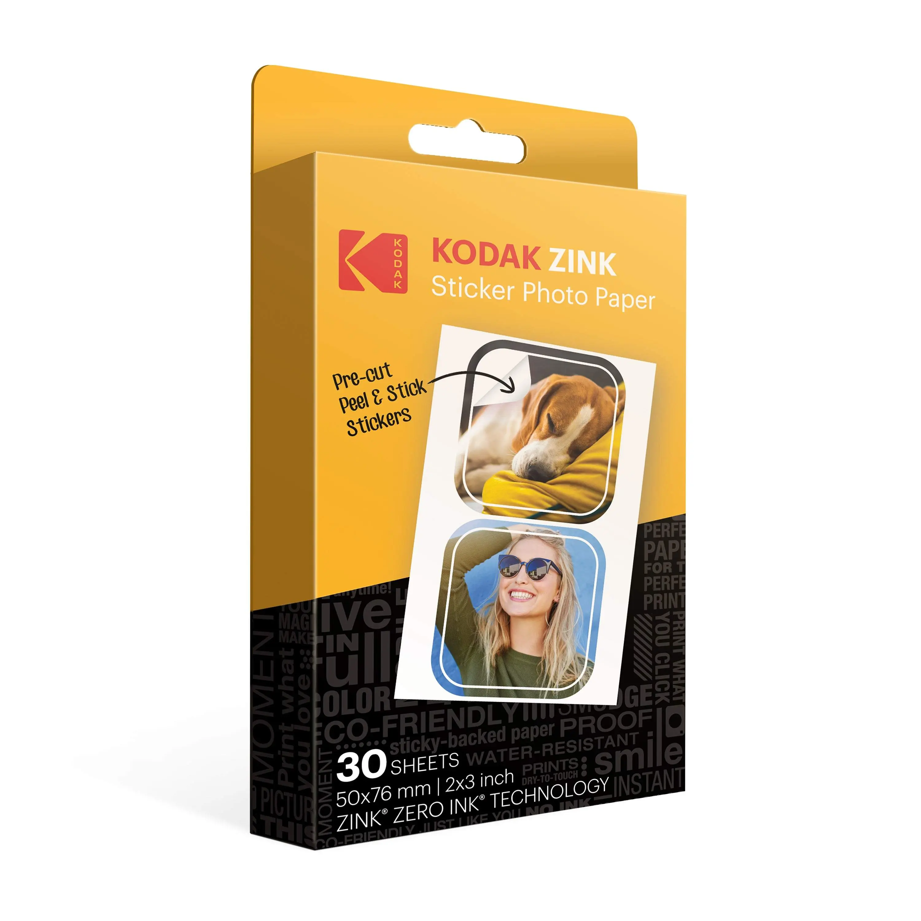 Kodak Premium Pre-Cut Sticker Zink Photo Paper 2x3" (30 Sheets ...
