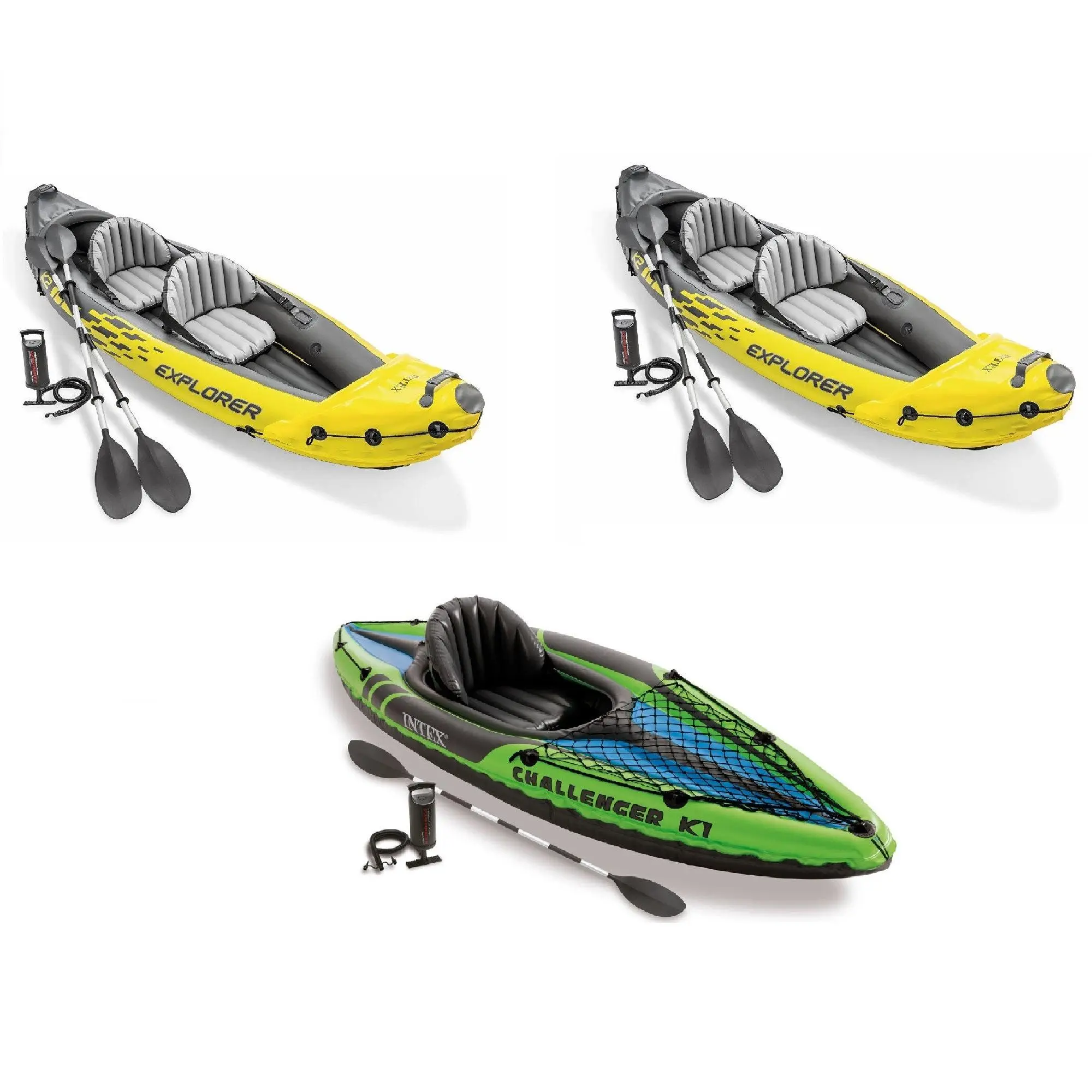 Intex 2-Person Inflatable Kayak w/ Oar & Pump 2 pack & 1-Person ...