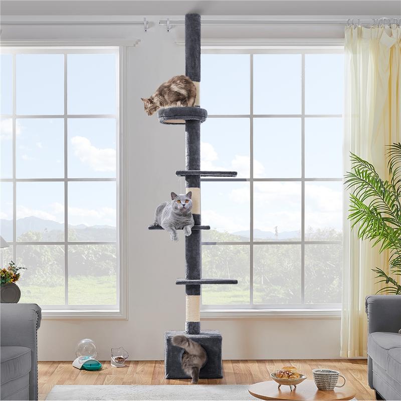 Yaheetech 7.4-8.7FT Floor-to-Ceiling Cat Tree, Adjustable Tall Cat ...