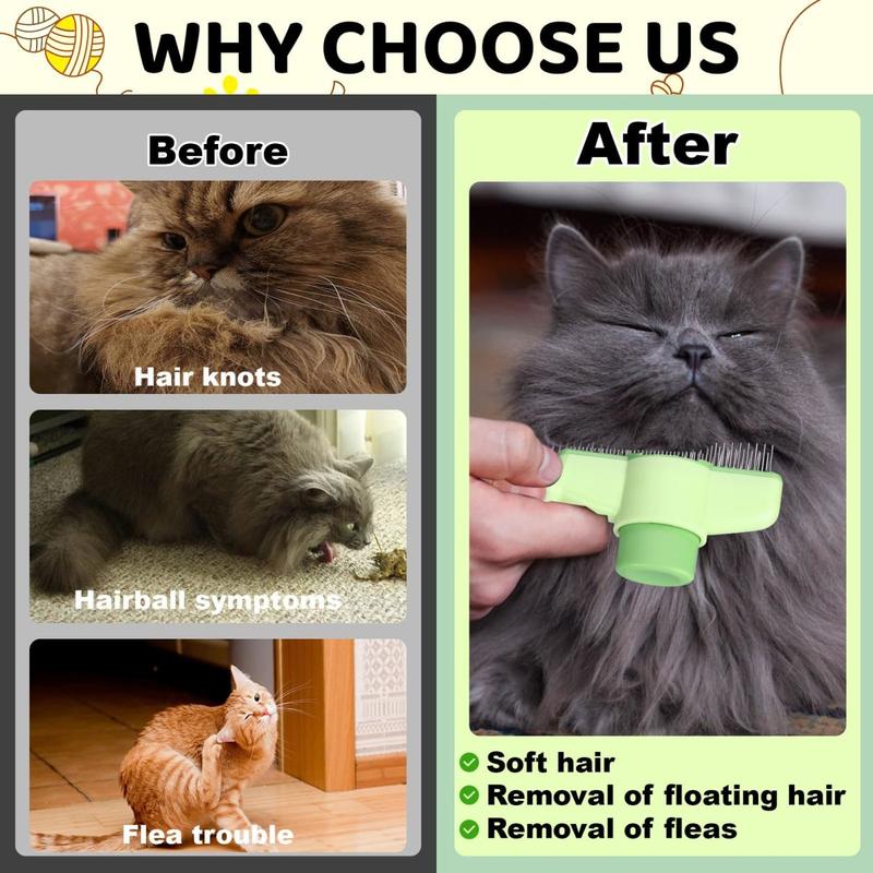 Pet Hair Removal Comb One-Click Self-Cleaning Grooming Brush, De ...