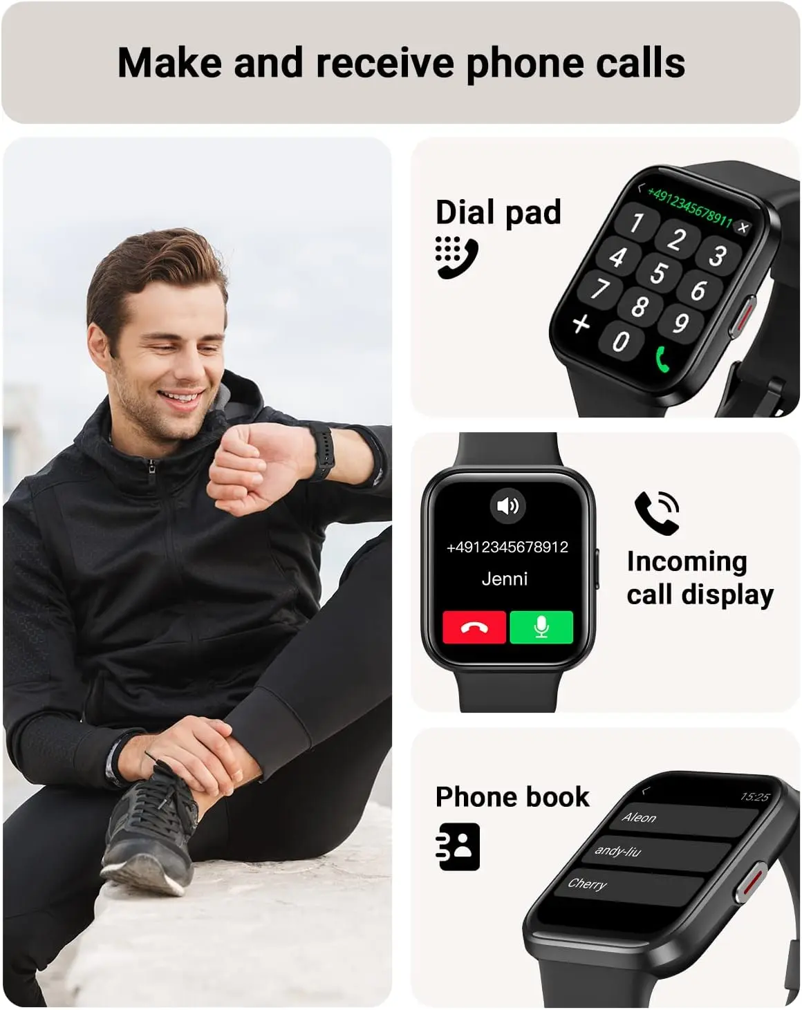 Smart Watch for Men Women with Call Answer/Dial, 1.8'' HD Screen ...