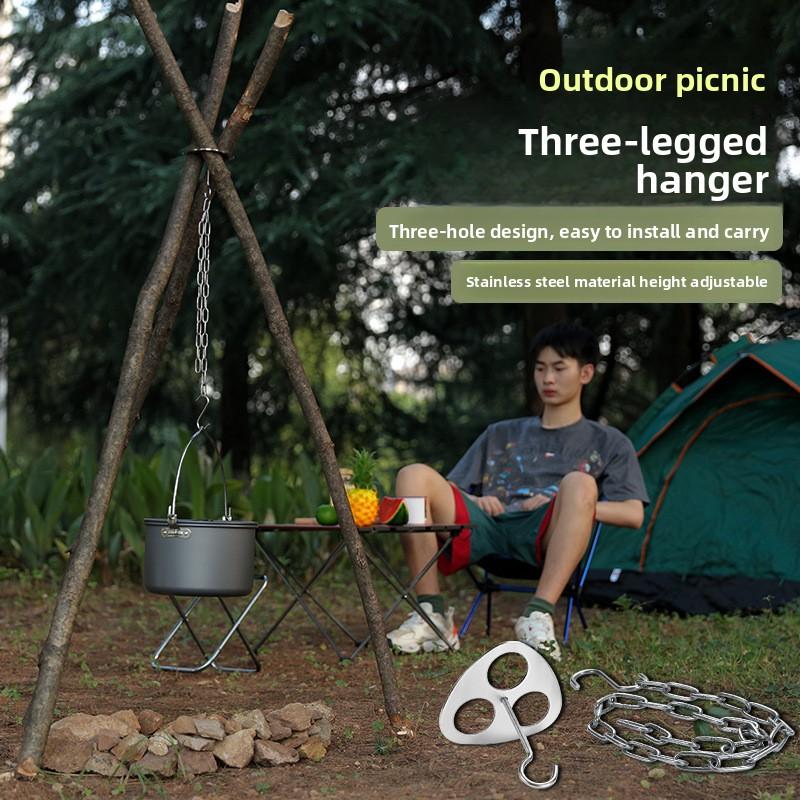 Portable Outdoor Hanging Pot Rack Tripod Stand Hanging Rack Camping ...
