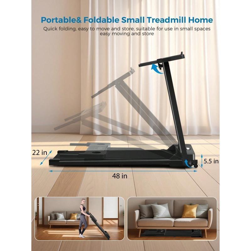 Portable Home Treadmill, 3.0 Horsepower Silent Brushless, 300 Pounds ...