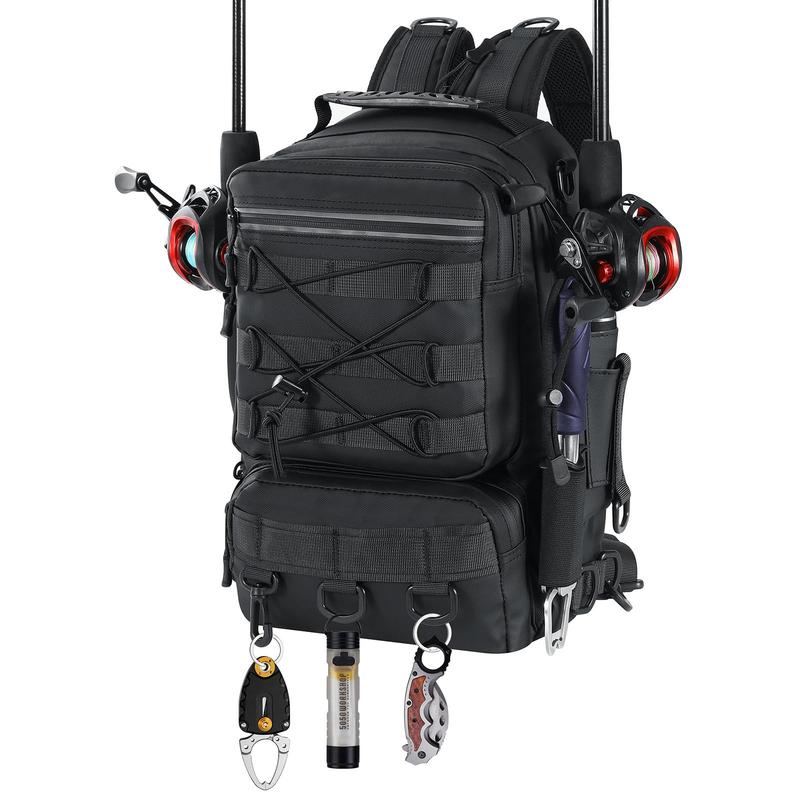 MoKo Fishing Backpack Sling Bag with Rod & Gear Holder, Nylon ...