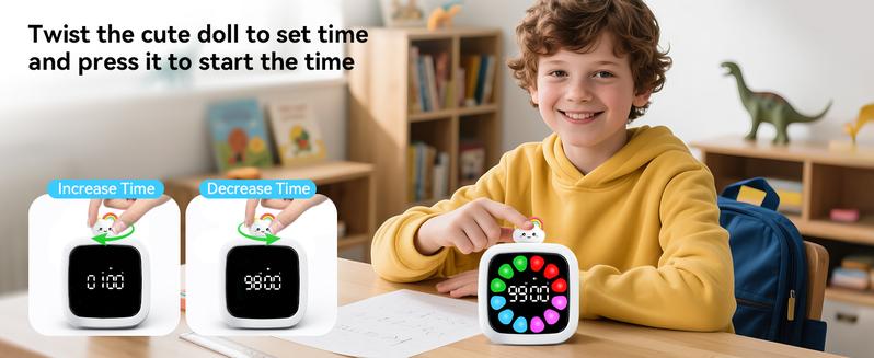 Digital Visual Timer for Kids,Rechargeable 99-Minute Silent Countdown ...