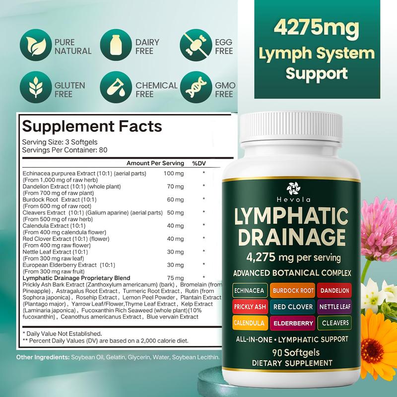 Hevola Gut Health & Lymph Wellness Support Set, Probiotic and Herbal ...