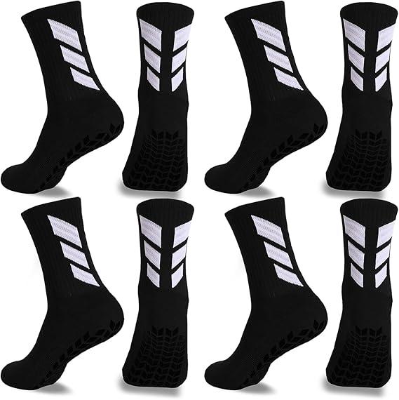 4 Pairs white/black cotton Men's Soccer Socks, Soccer Non Slip Socks ...