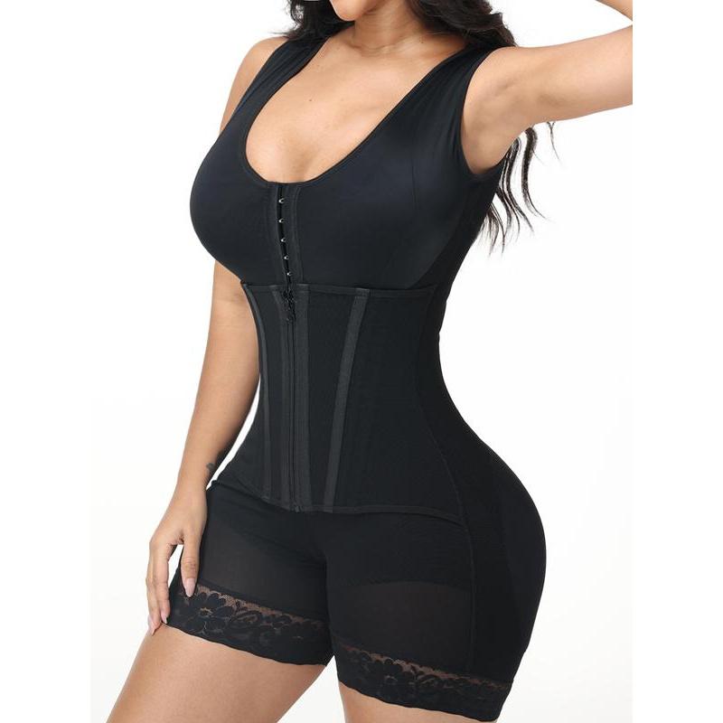 Women Tummy Control V-Neck Full Body Shaper Butt Lifter with Zipper ...