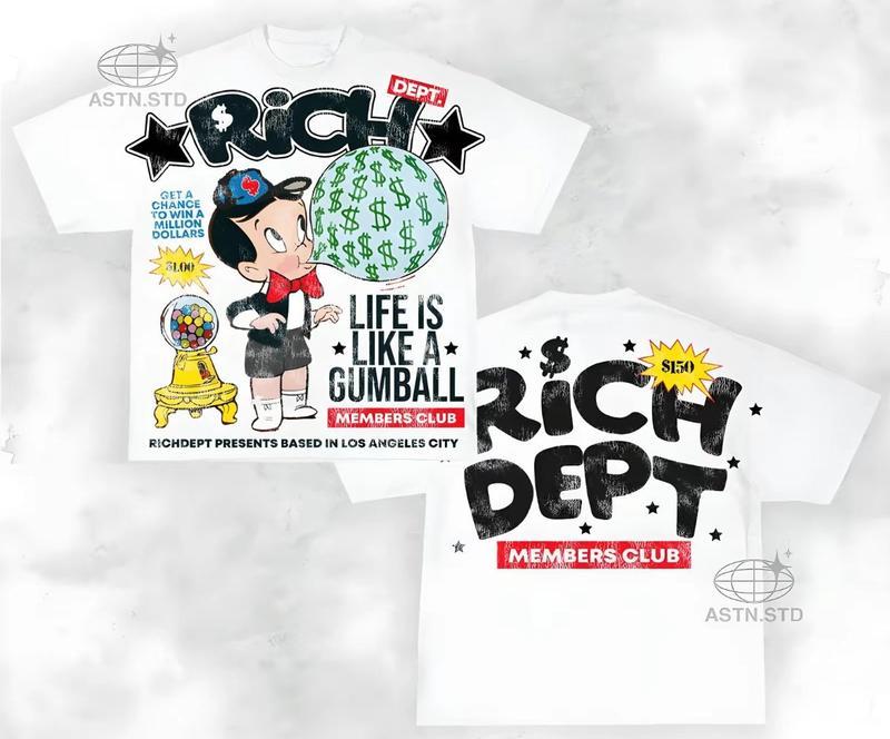 Y2K Graphic "Rich Dept" Personalize Printed Tshirt For Men For Women ...