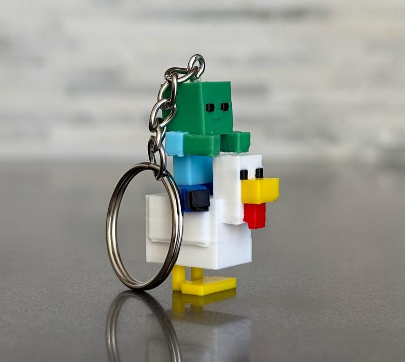 Minecraft Chicken Jockey Zombie Riding Chicken Keychain - TikTok Shop