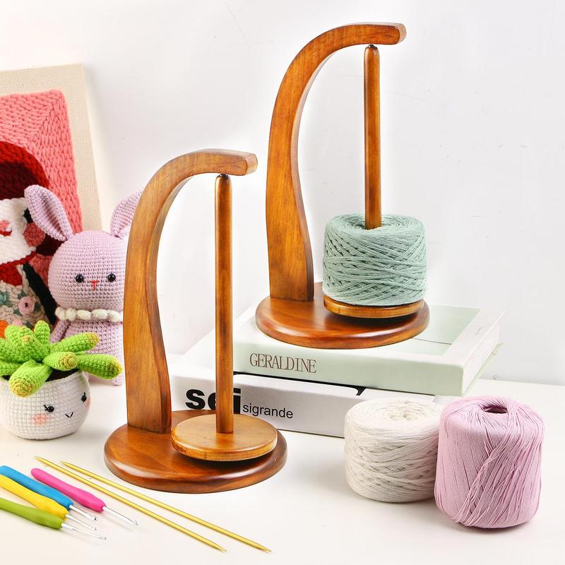 Wooden Yarn Holder Knitting and Crocheting, 1 Piece Portable Rotating ...