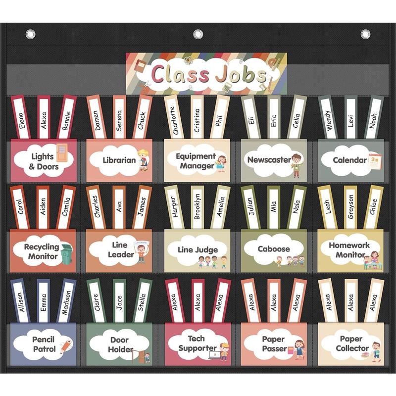 Classroom Jobs Pocket Chart Bulletin Board for Teacher Supplies, Boho ...