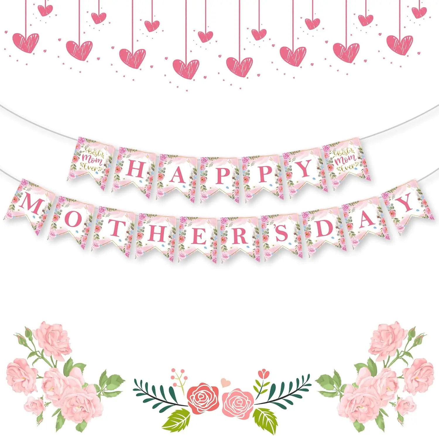 Mothers Day Gift Happy Mothers Day Banner - Pink Mother's Day ...