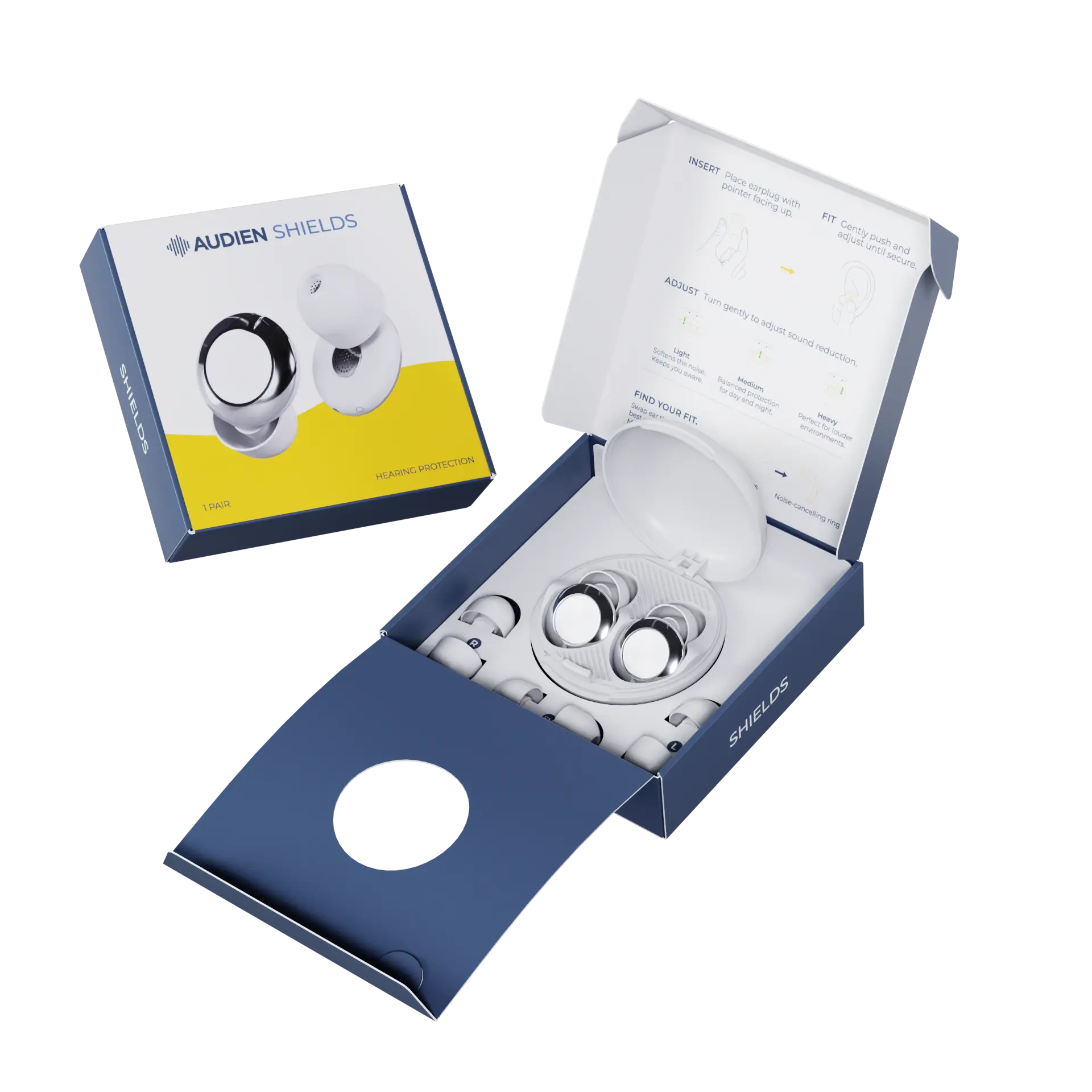 Audien Shields Hearing Protection — 3-Mode Dial Earplugs for Concerts ...