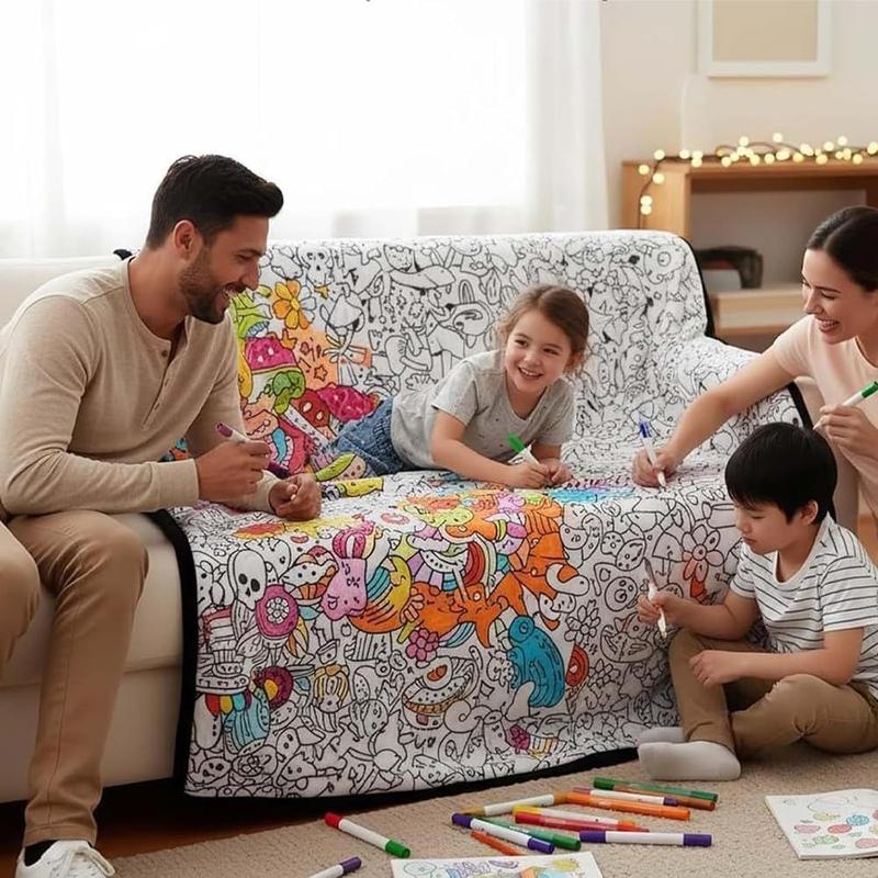 DIY Coloring Blanket - Creative Stress Relief Graffiti Blanket with ...