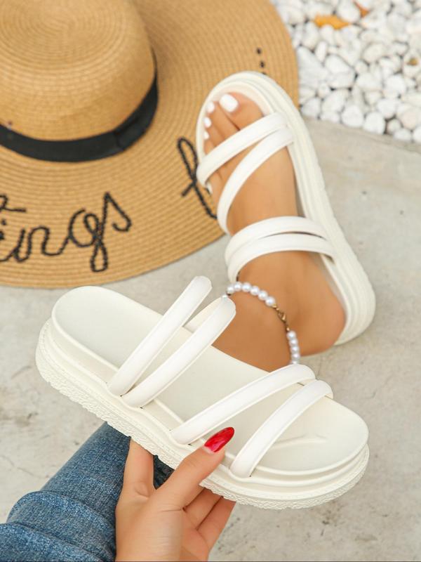 Women's Fashionable Plain Color Platform Sandals, Casual Versatile ...