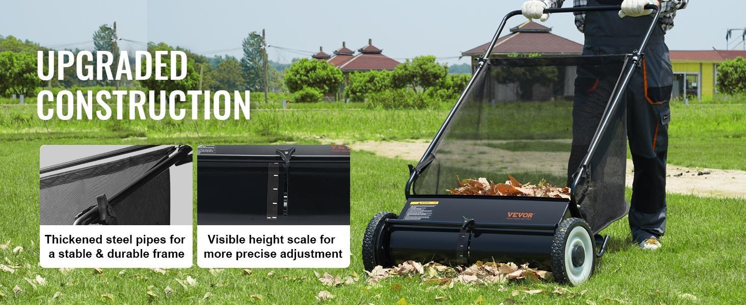 fathersdaygift VEVOR Push Lawn Sweeper, , 26 Inch Leaf & Grass ...