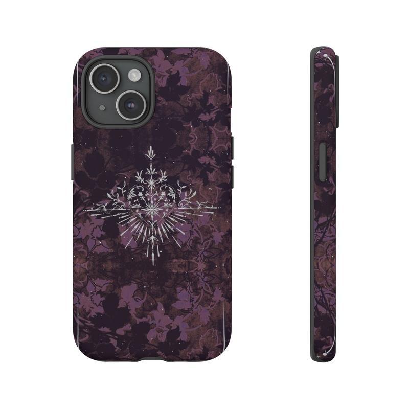 Purple heart flower Phone Case, Elegant Dark Floral Tough Phone Case ...