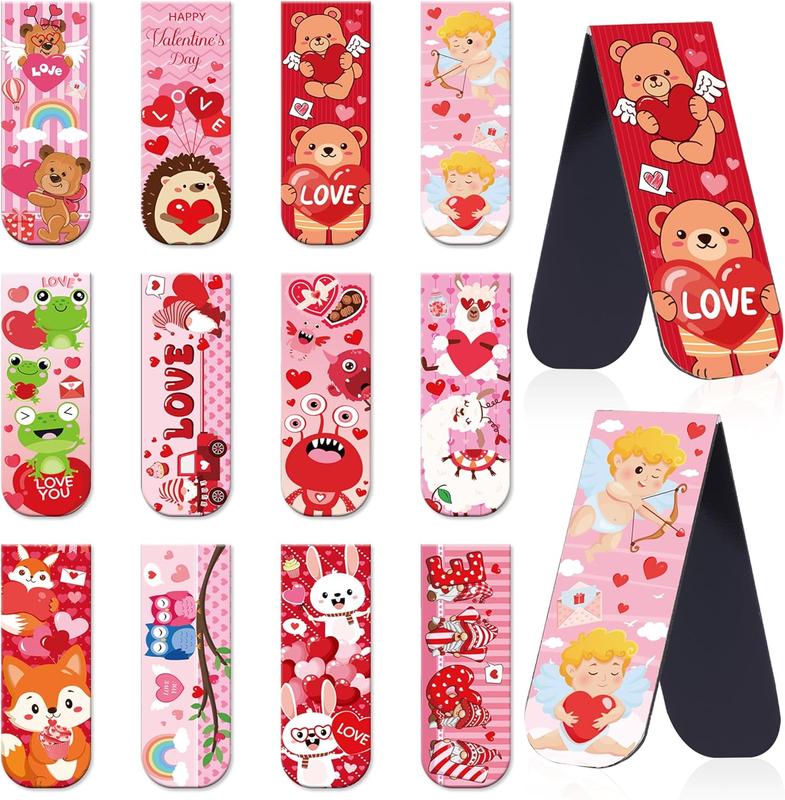 48 PCS Valentine Magnetic Bookmarks Gifts, Cute Paper & Page Markers ...