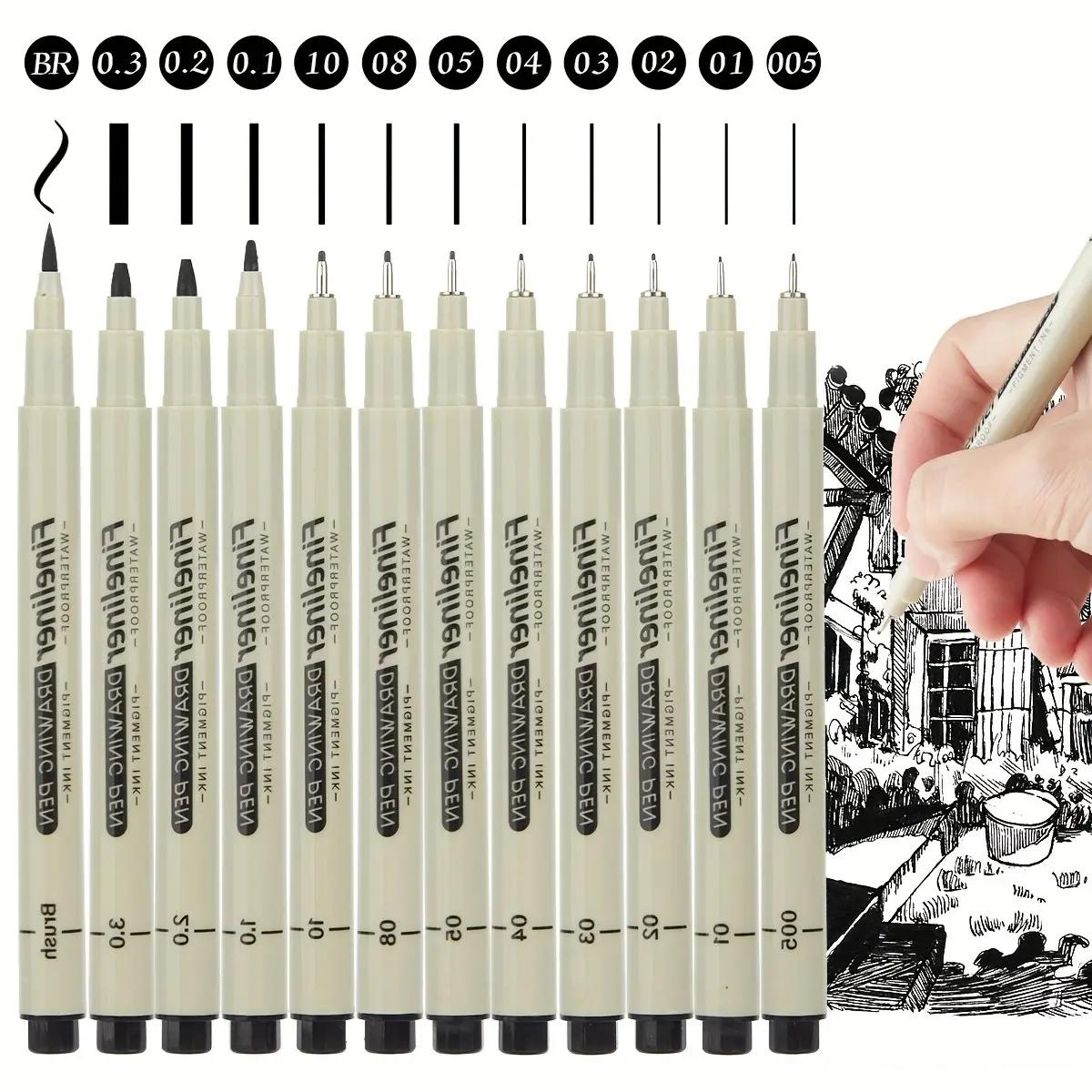 12Pcs Anime Sketch Pens Needle Tip Pen Art Hand-painted Line Pen ...