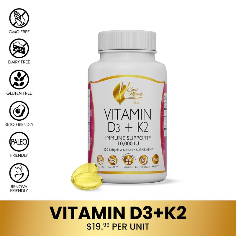Coco March Vitamin D3 + K2 Dietary Supplement, 120 Softgel Capsules Healthcare Fitness - TikTok Shop