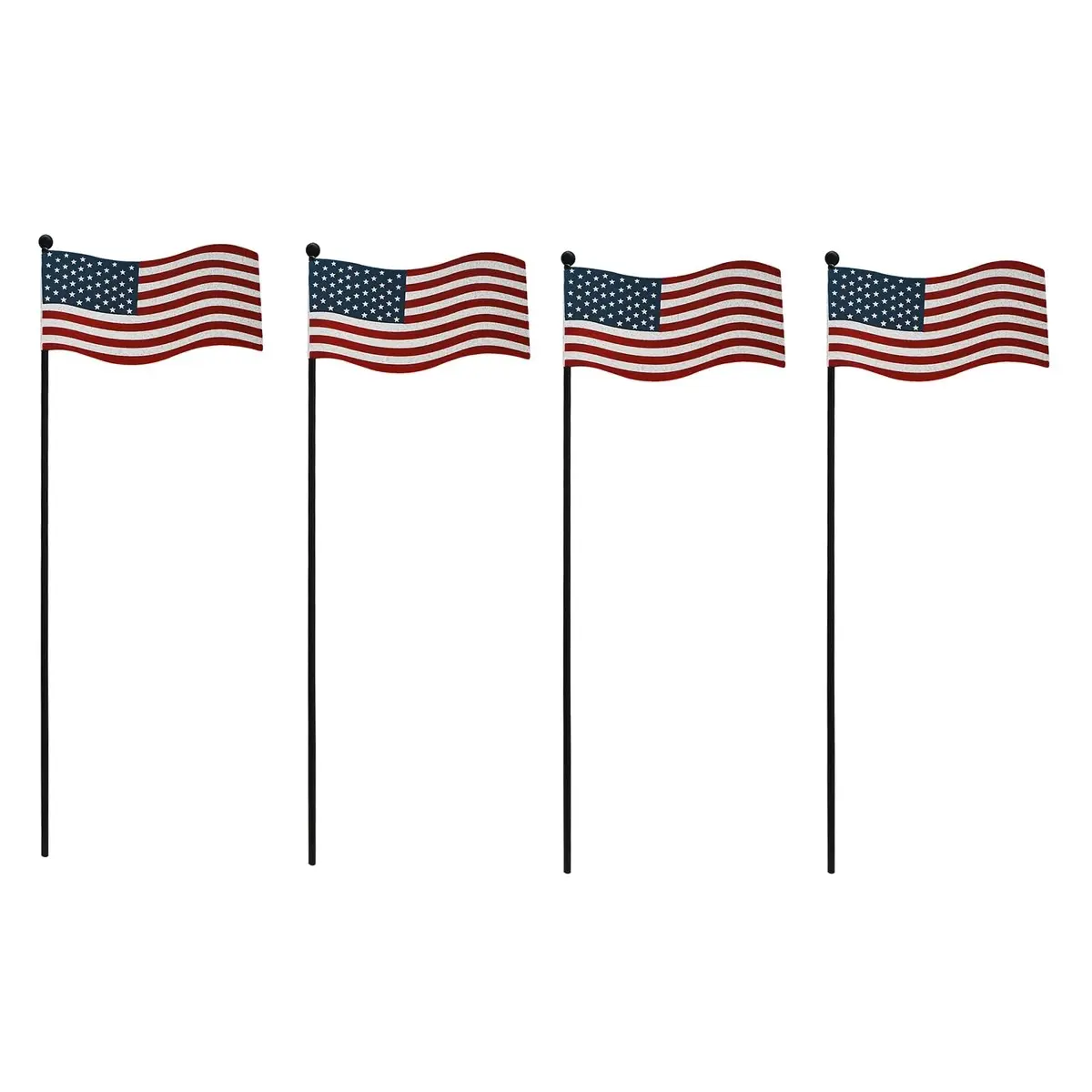 4pcs 13"H Metal American Flag Garden Stake Patriotic US Flag Yard Signs ...
