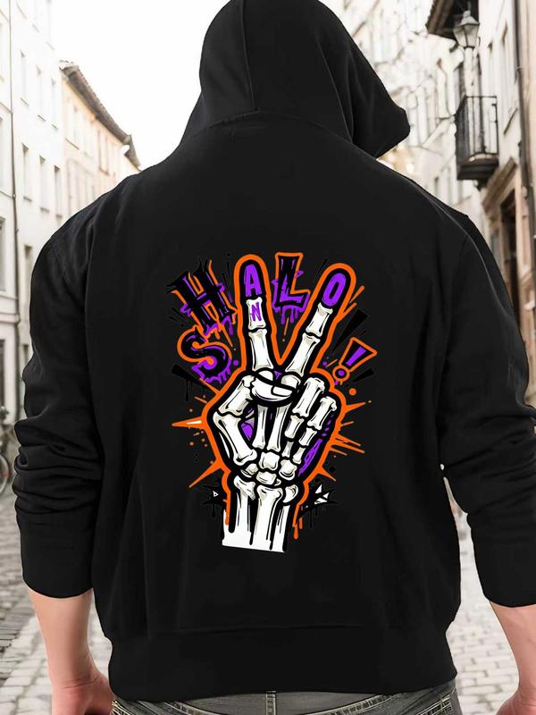 Men's Gothic Graphic Hoodie Skull Hand Symbol Neon Green Pink Drip ...