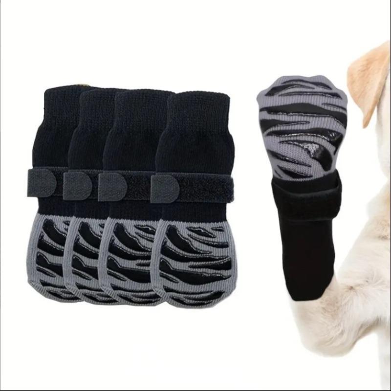 Zebra Pattern Dog Socks, 4 Counts/set Adjustable Double-sided Adhesive ...