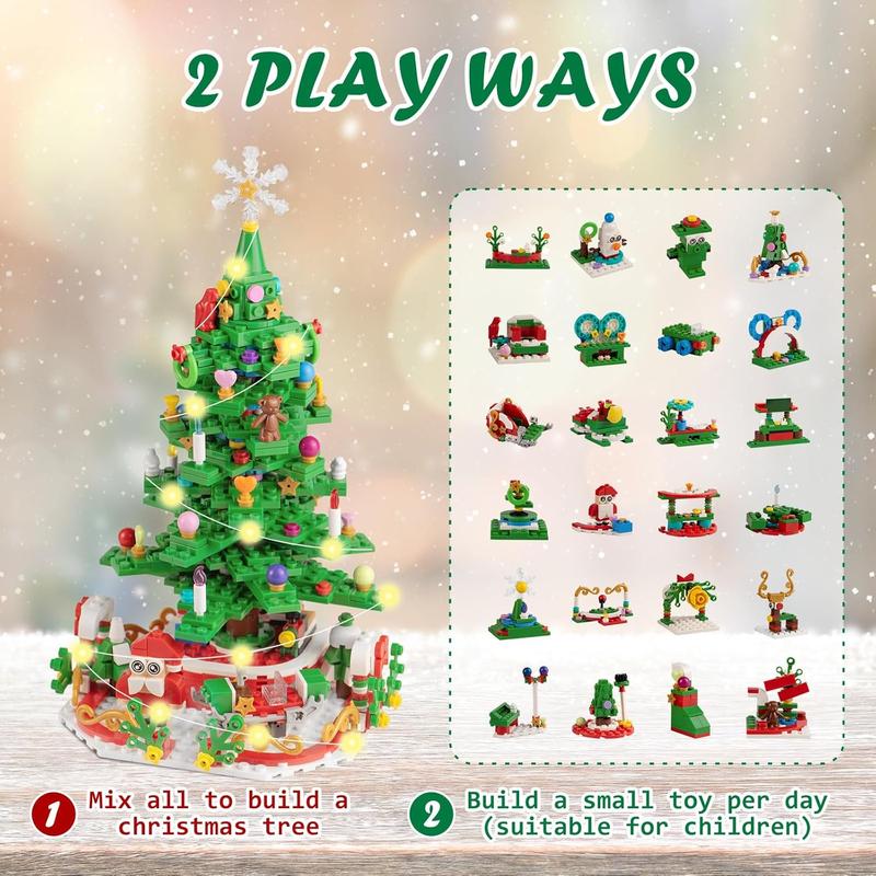 Advent Calendar 2025 Christmas Tree Building Set with LED light, 24 ...