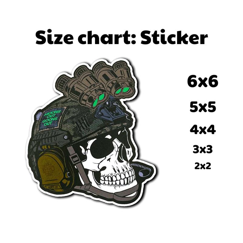 Moons Out Goons Out Skull Sticker, Tactical Military Decal, Camouflage ...