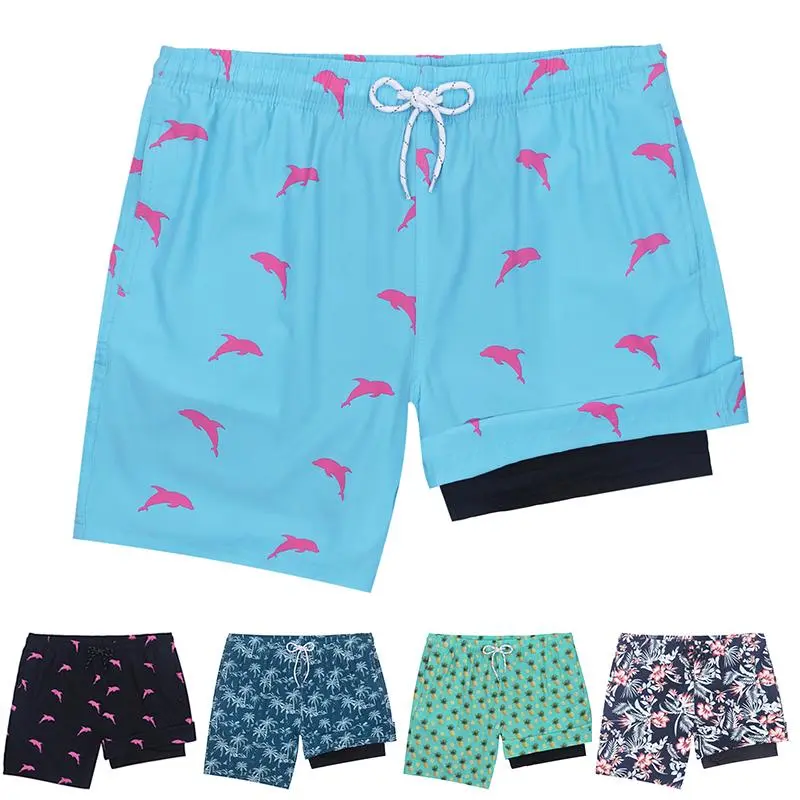 Mens Swim Trunks with Compression Liner Quick Dry Board Shorts Beach ...