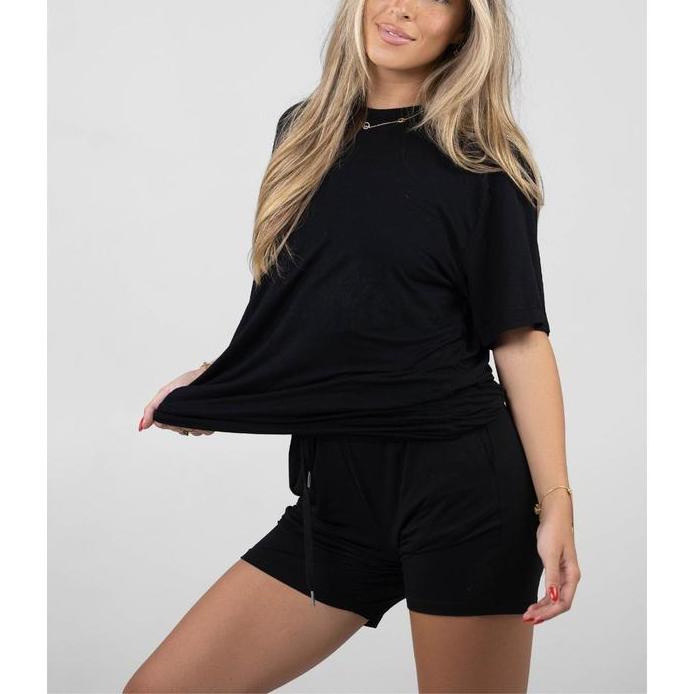 Womens Cloud Comfort 2 Piece Set Oversized Cloud Tee Lounge Shorts ...